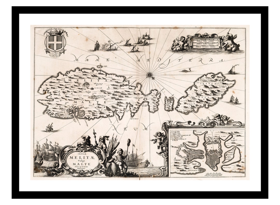 Old Map of Malta Europe 1650 - Art Print - Vintage Poster - Antique Old ...