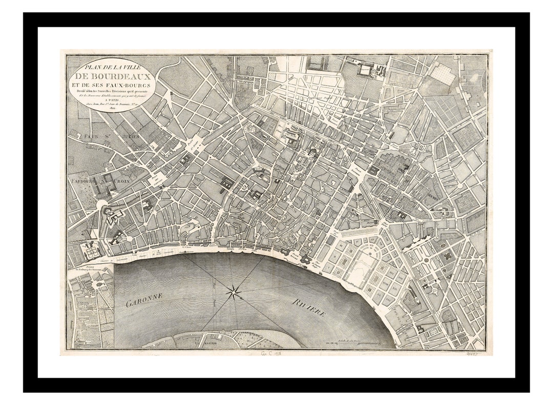 Old Map of Bordeaux France Europe 1822 - Art Print - Vintage Poster ...