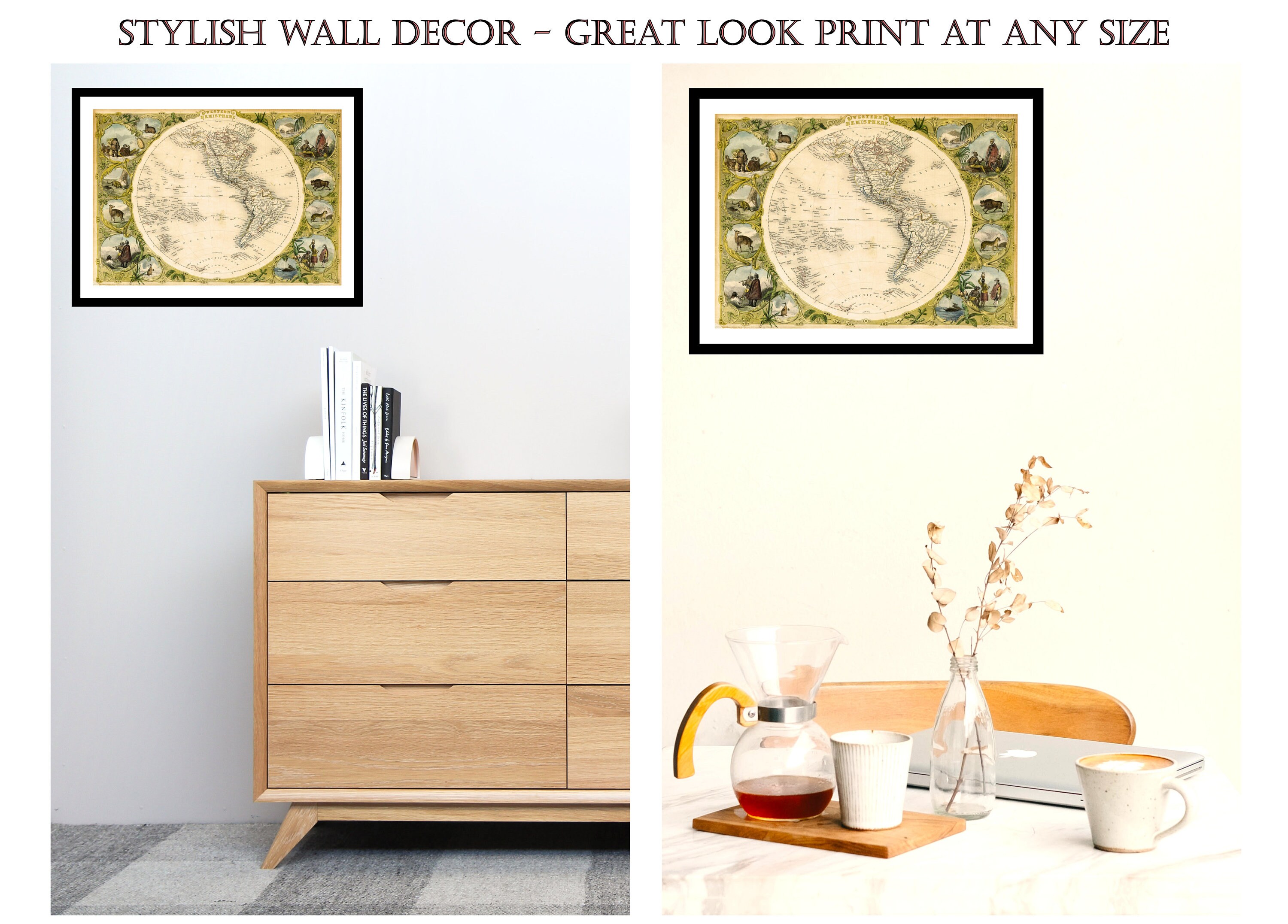 Old Map of World 1850 Art Print Vintage Poster Antique Old Picture ...