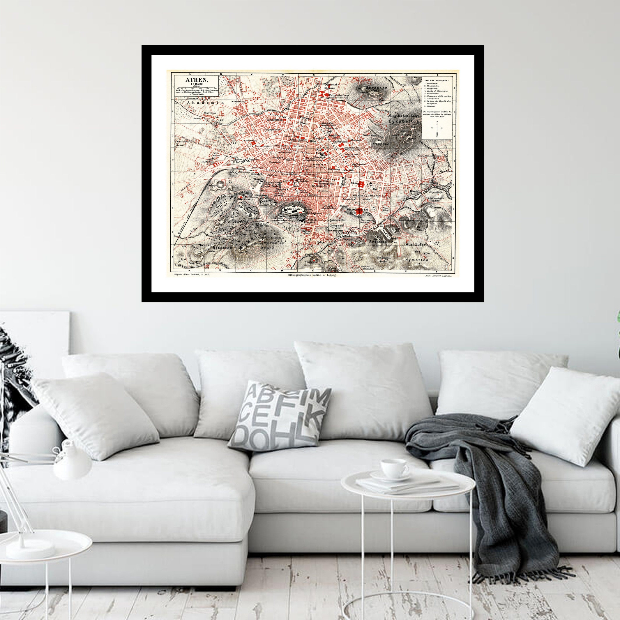 Old Map of Athens Greece Europe 1884 - Art Print - Vintage Poster ...