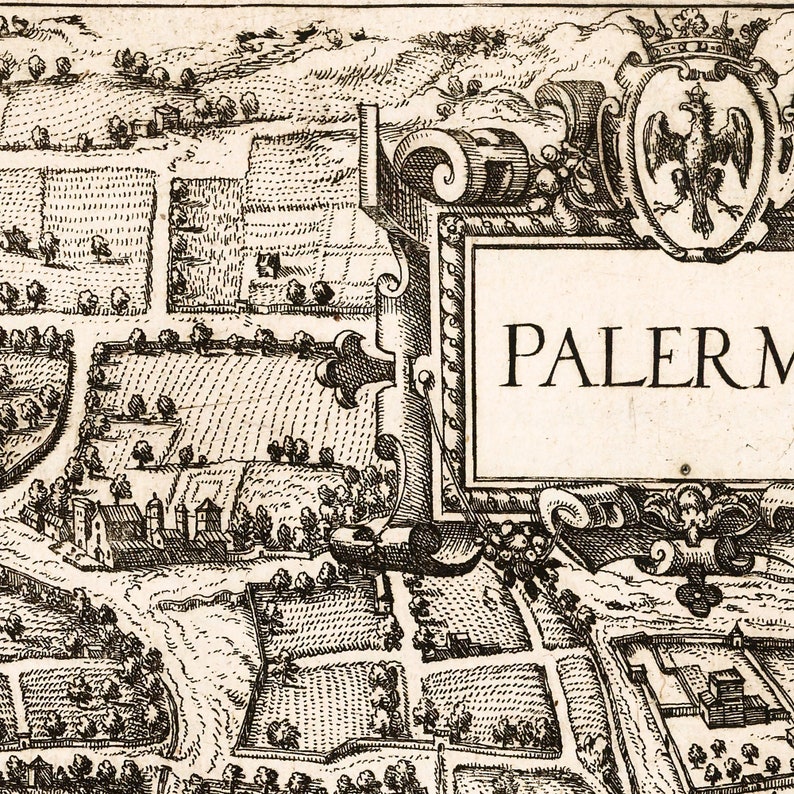 Old Map of Palermo Italy Europe 1588 - Art Print - Vintage Poster ...