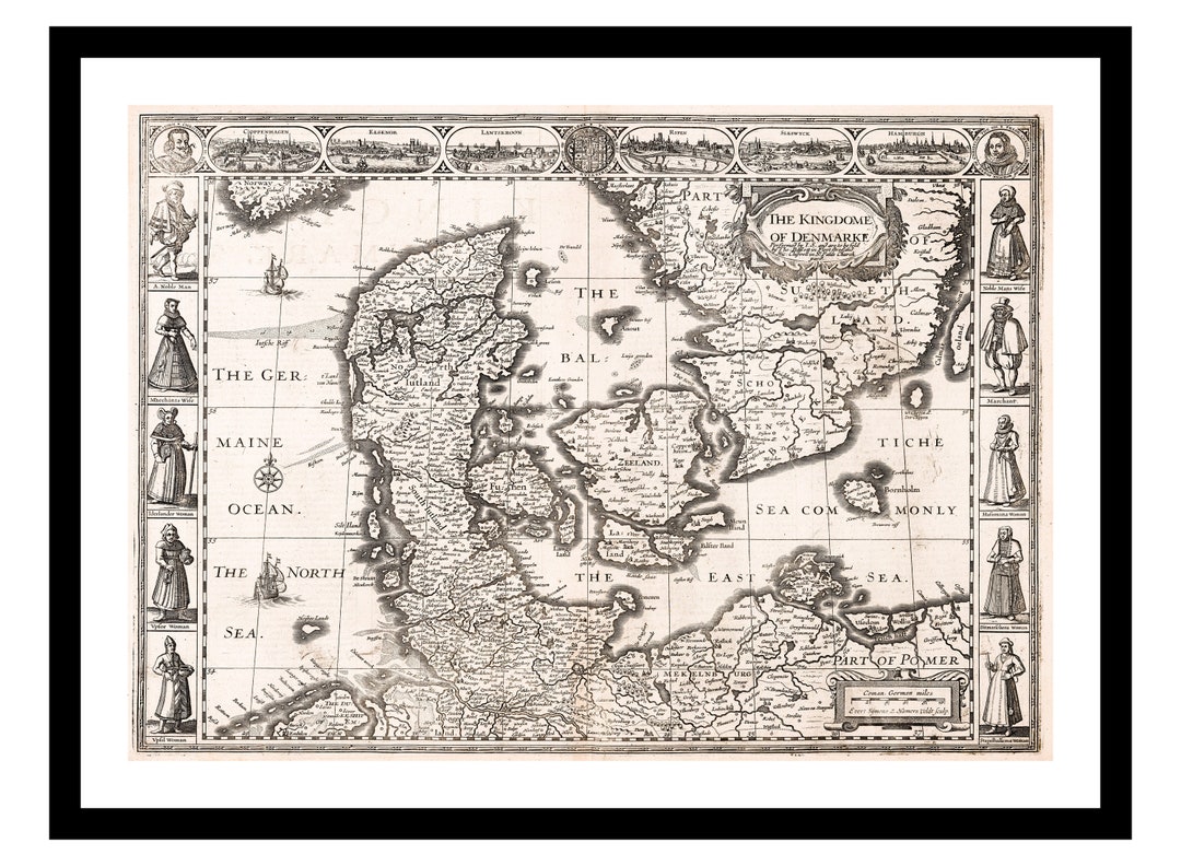 Old Map of Denmark Europe 1676 - Art Print - Vintage Poster - Antique ...