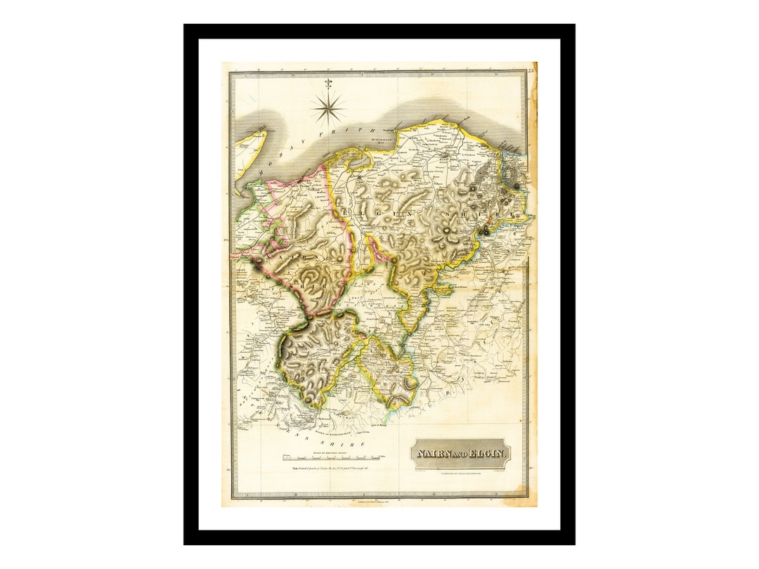 Old Map of Nairn Elgin Scotland UK 1832 - Art Print - Vintage Poster ...