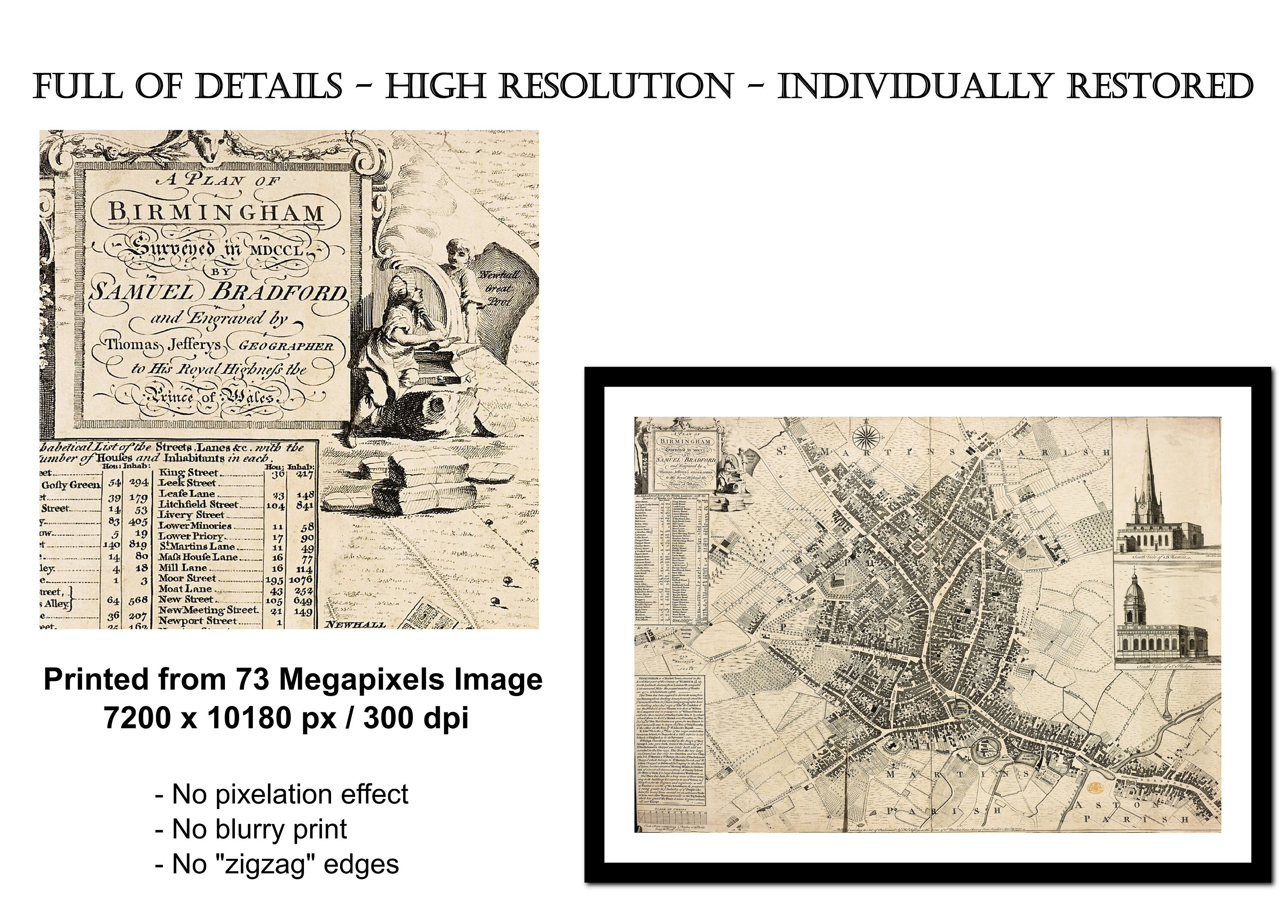 Old Map of Birmingham England UK Europe 1751 Art Print - Etsy