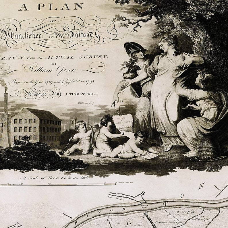 Old Map of Manchester England UK Europe 1794 Art Print - Etsy