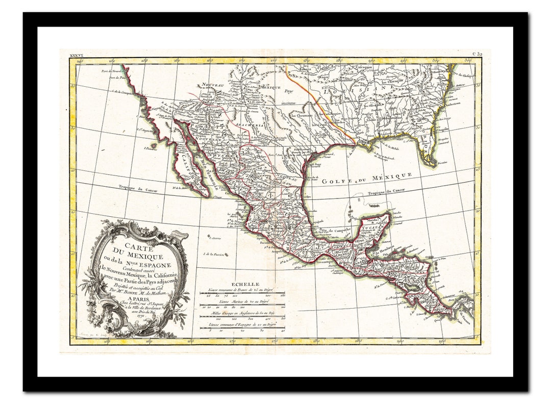 Old Map of Mexico North America 1771 - Art Print - Vintage Poster ...