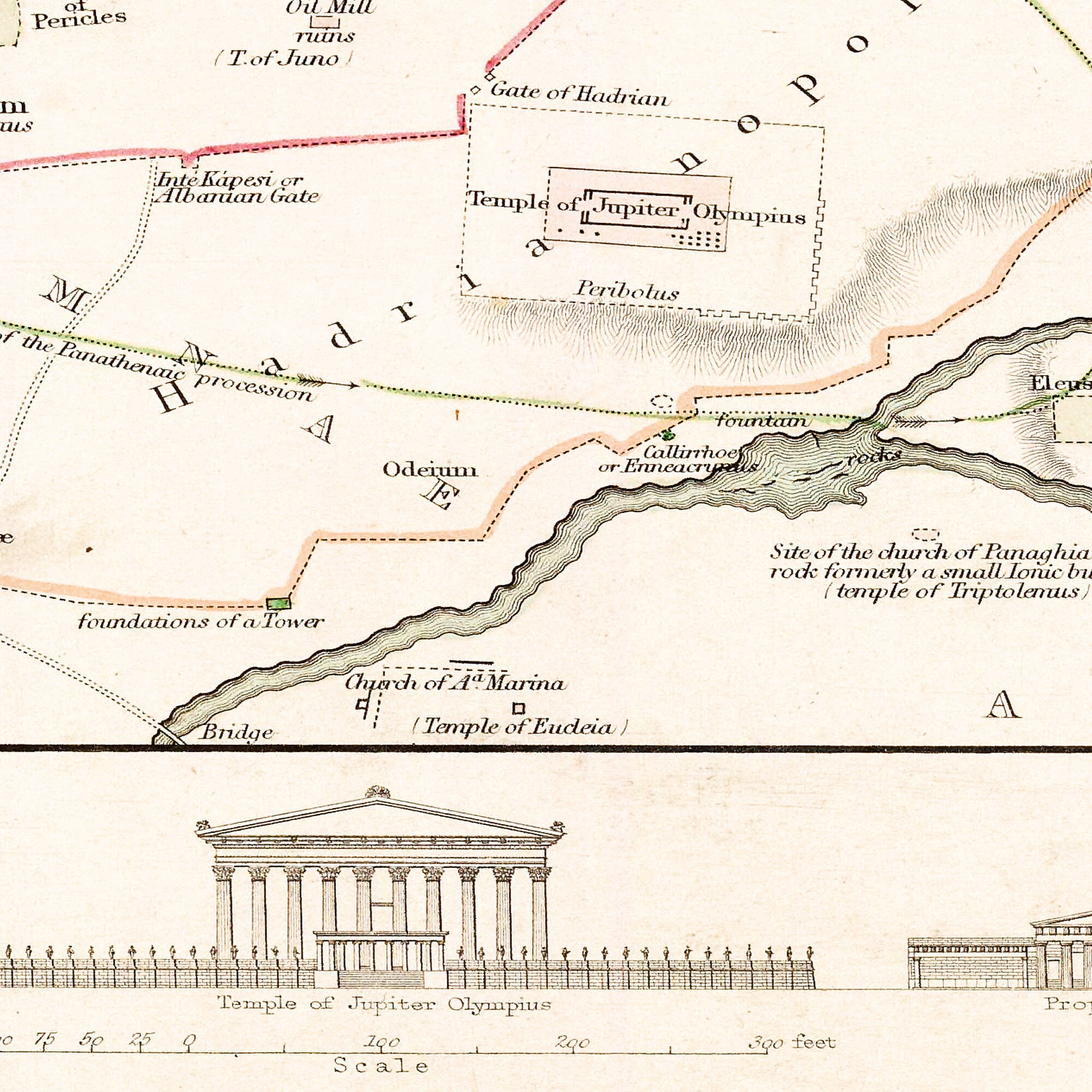 Old Map of Athens Greece Europe 1832 Art Print Vintage Poster Antique ...