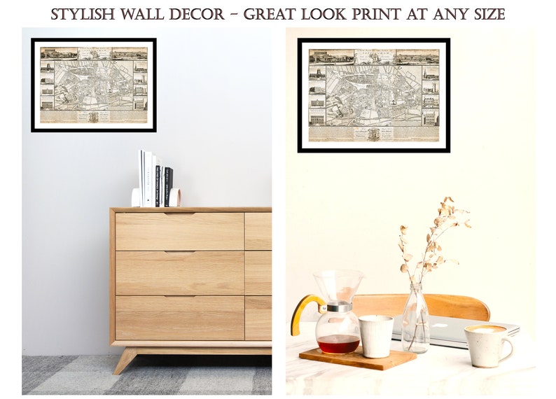 Old Map of Nottingham England UK Europe 1744 Art Print - Etsy