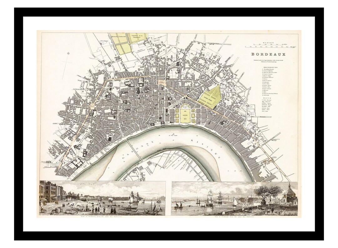Old Map of Bordeaux France Europe 1832 - Art Print - Vintage Poster ...