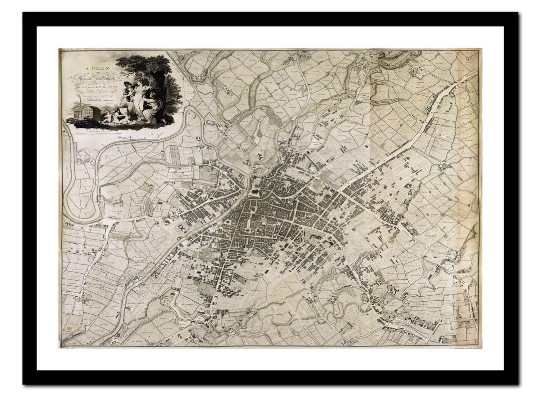 Old Map of Manchester England UK Europe 1794 - Art Print - Vintage ...