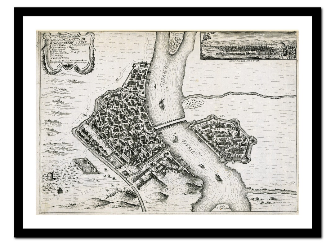 Old Map of Budapest Hungary Europe 1683 - Art Print - Vintage Poster ...