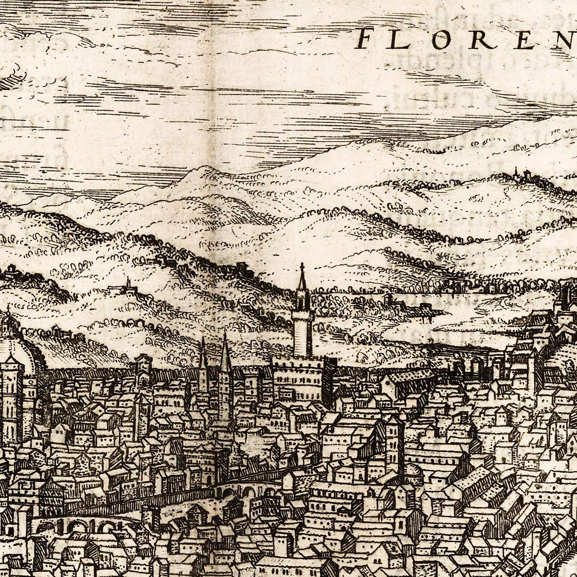 Old Map of Genoa Florence Italy Europe 1575 - Art Print - Vintage ...