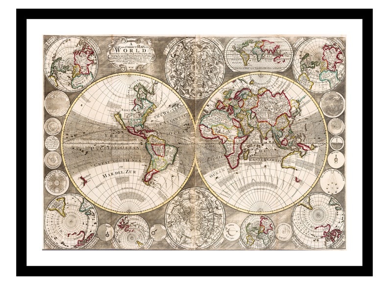 Old Map of World 1702 - Art Print - Vintage Poster - Antique Old ...
