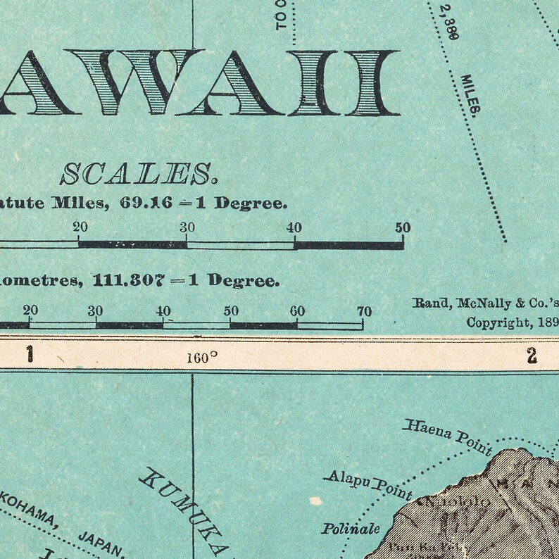 Old Map of Honolulu Hawaii USA America 1898 - Art Print - Vintage ...
