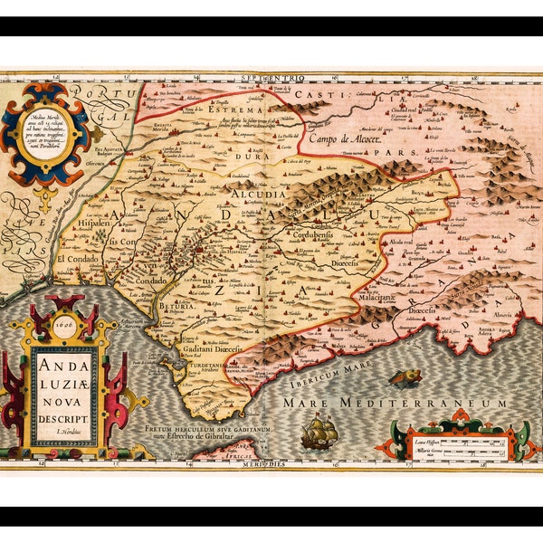 Antique Map of Andalusia - Etsy