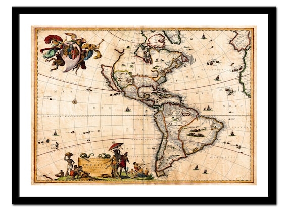 Old Map of North South America 1658 Art Print Vintage - Etsy