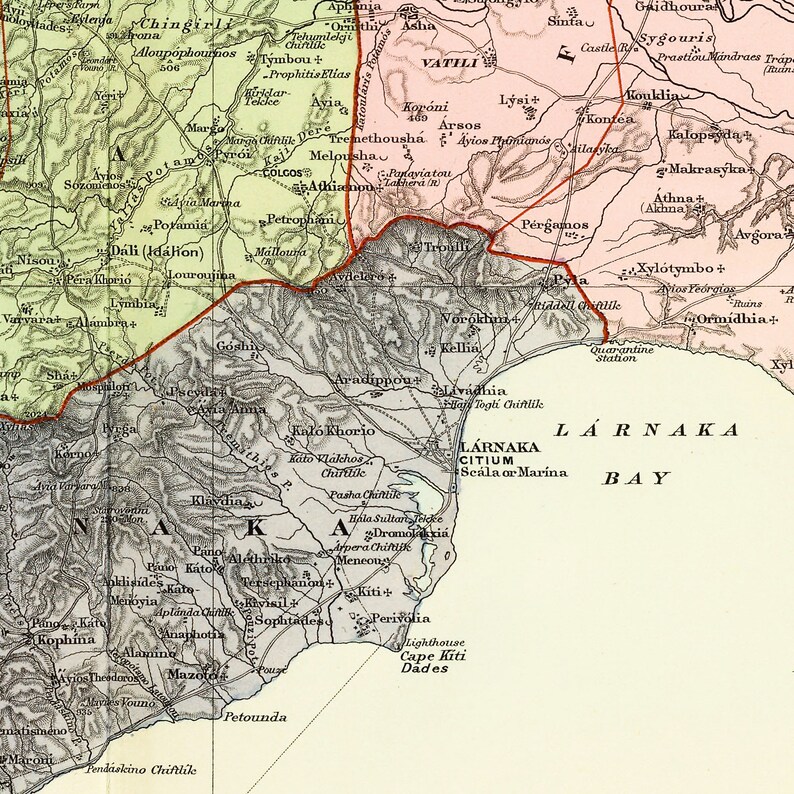 Old Map of Cyprus Europe 1901 - Art Print - Vintage Poster - Antique ...