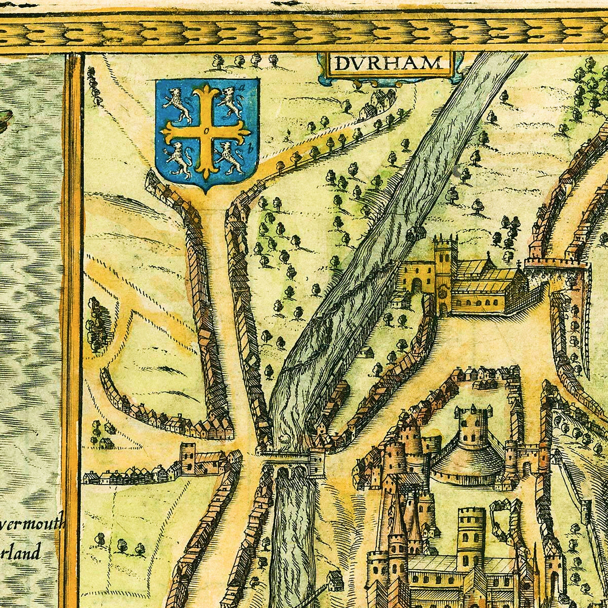 Old Map of Durham England UK 1627 - Art Print - Vintage Poster ...