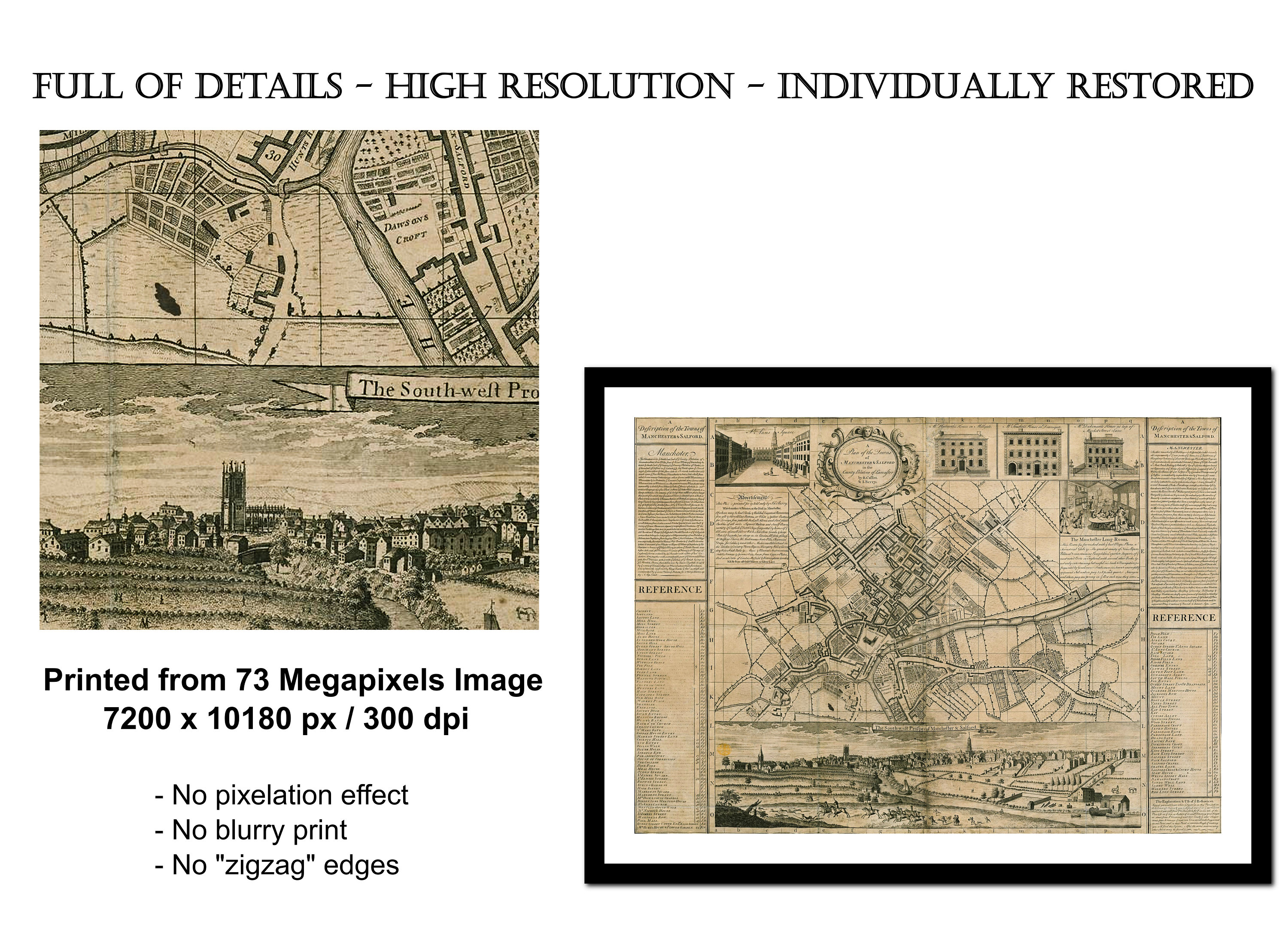 Old Map of Manchester England UK Europe 1751 Art Print - Etsy