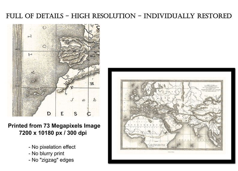 Old Map of World 1850 Art Print Vintage Poster Antique - Etsy