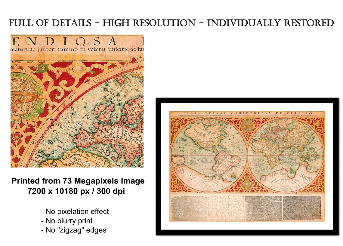 Old Map of World 1637 - Art Print - Vintage Poster - Antique Old ...