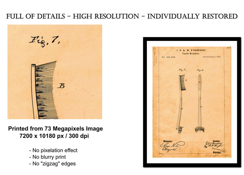 Tooth Brushes Patent Drawing Art Print Vintage Poster - Etsy