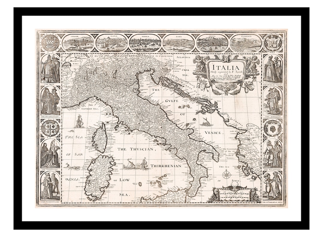 Old Map of Italy Europe 1676 - Art Print - Vintage Poster - Antique Old ...