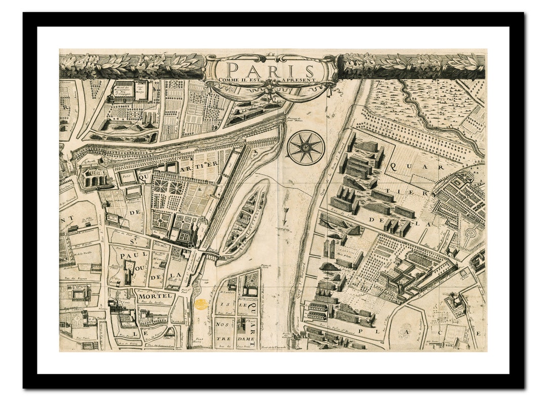 Old Map of Paris France Europe 1710 - Art Print - Vintage Poster ...