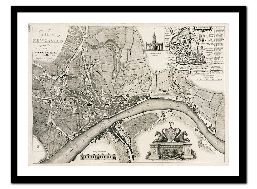 Old Map of Newcastle England UK Europe 1788 - Art Print - Vintage ...