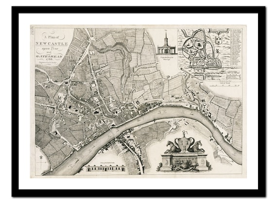 Old Map of Newcastle England UK Europe 1788 Art Print - Etsy