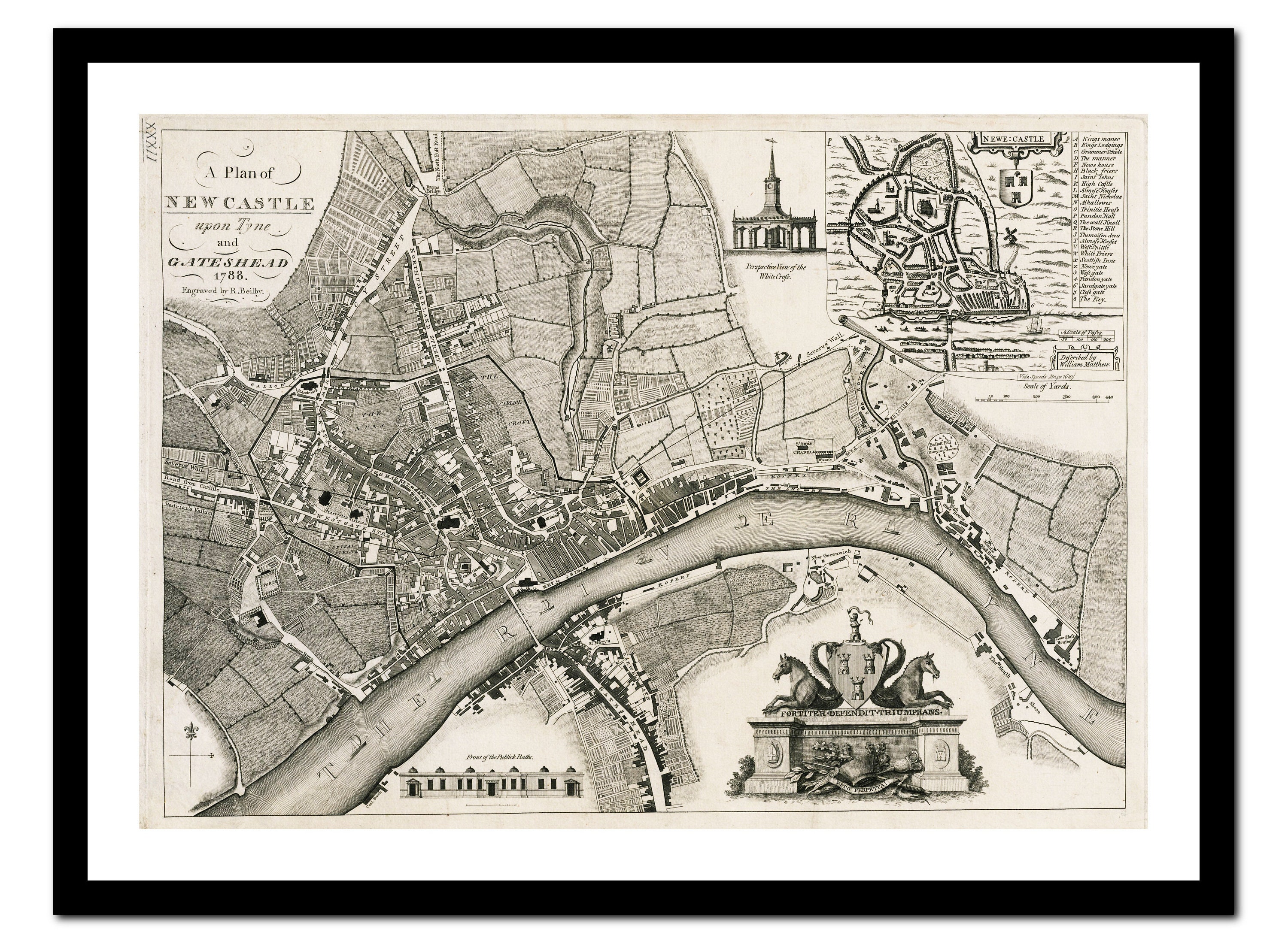 Old Map of Newcastle England UK Europe 1788 - Art Print - Vintage ...