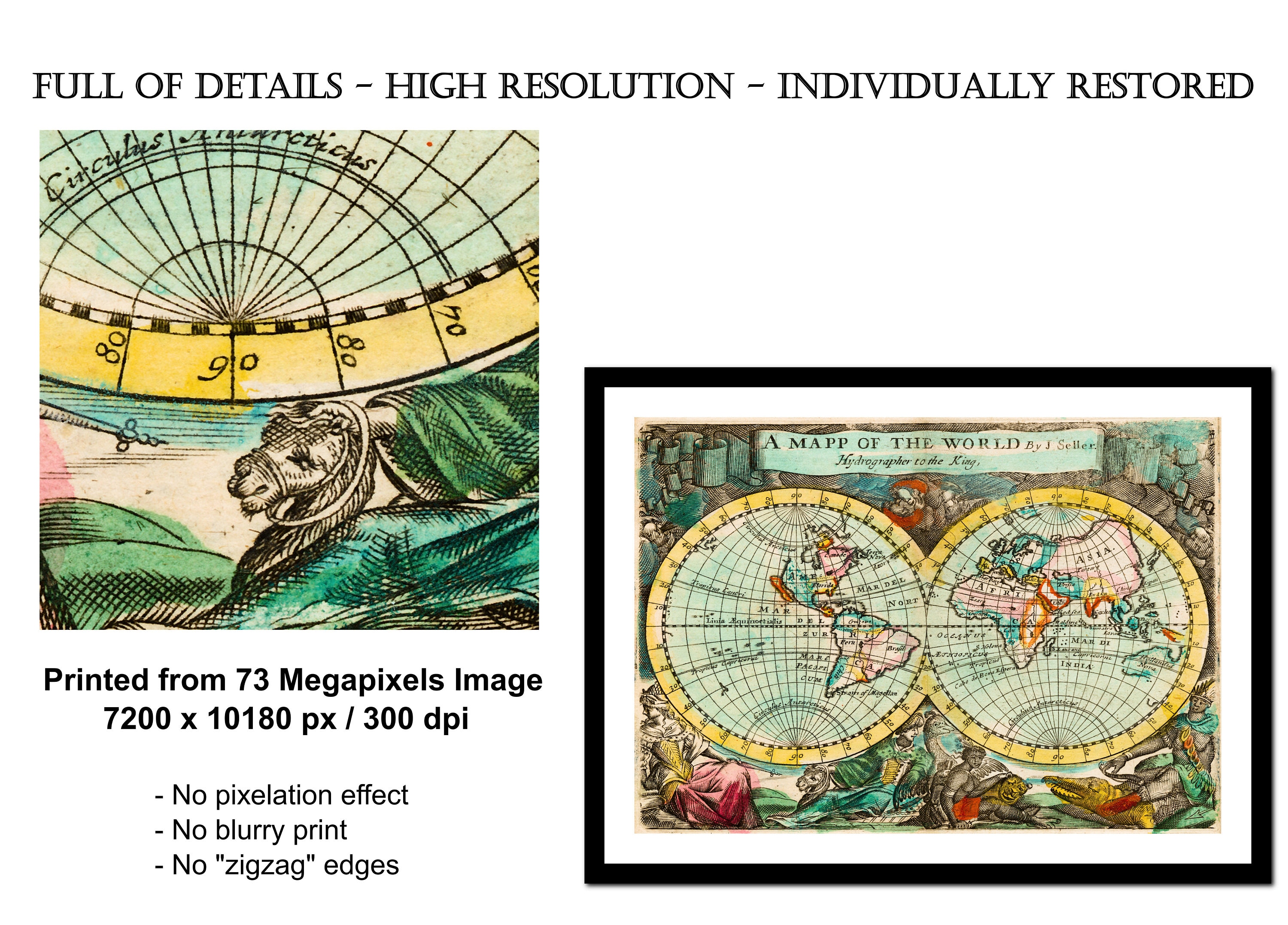 Old Map of World 1682 Art Print Vintage Poster Antique - Etsy