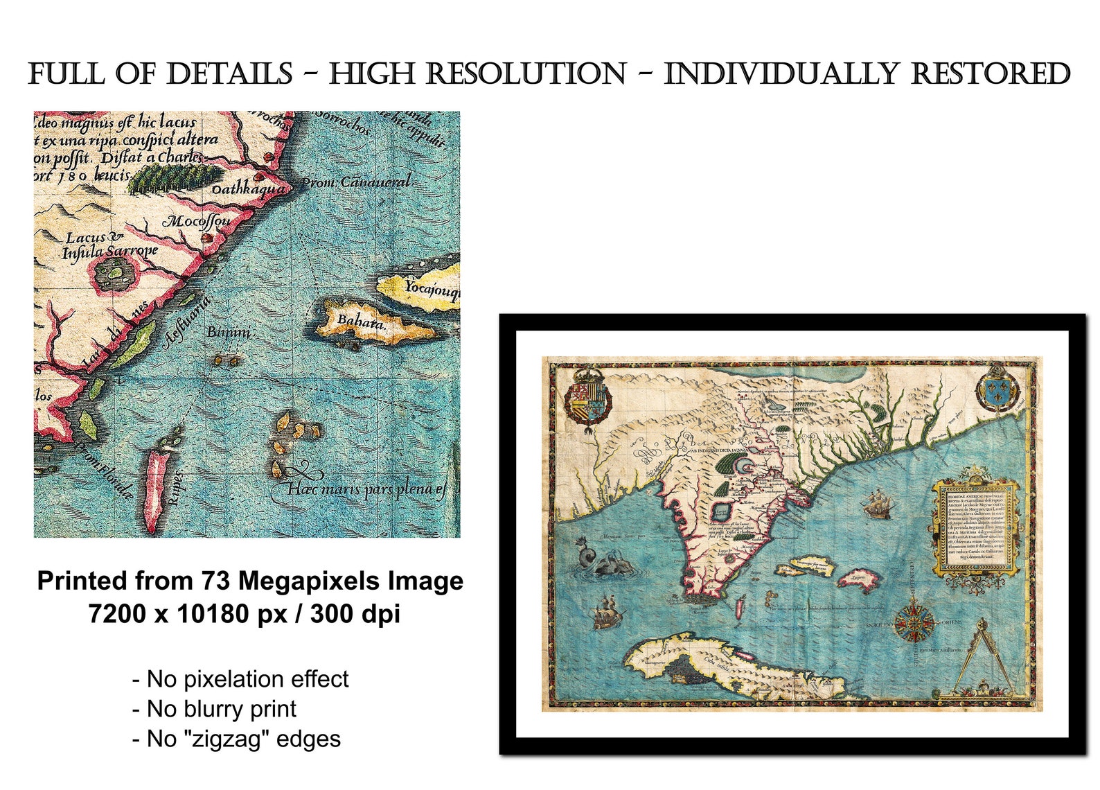 Old Map of Florida USA North America 1591 Art Print - Etsy