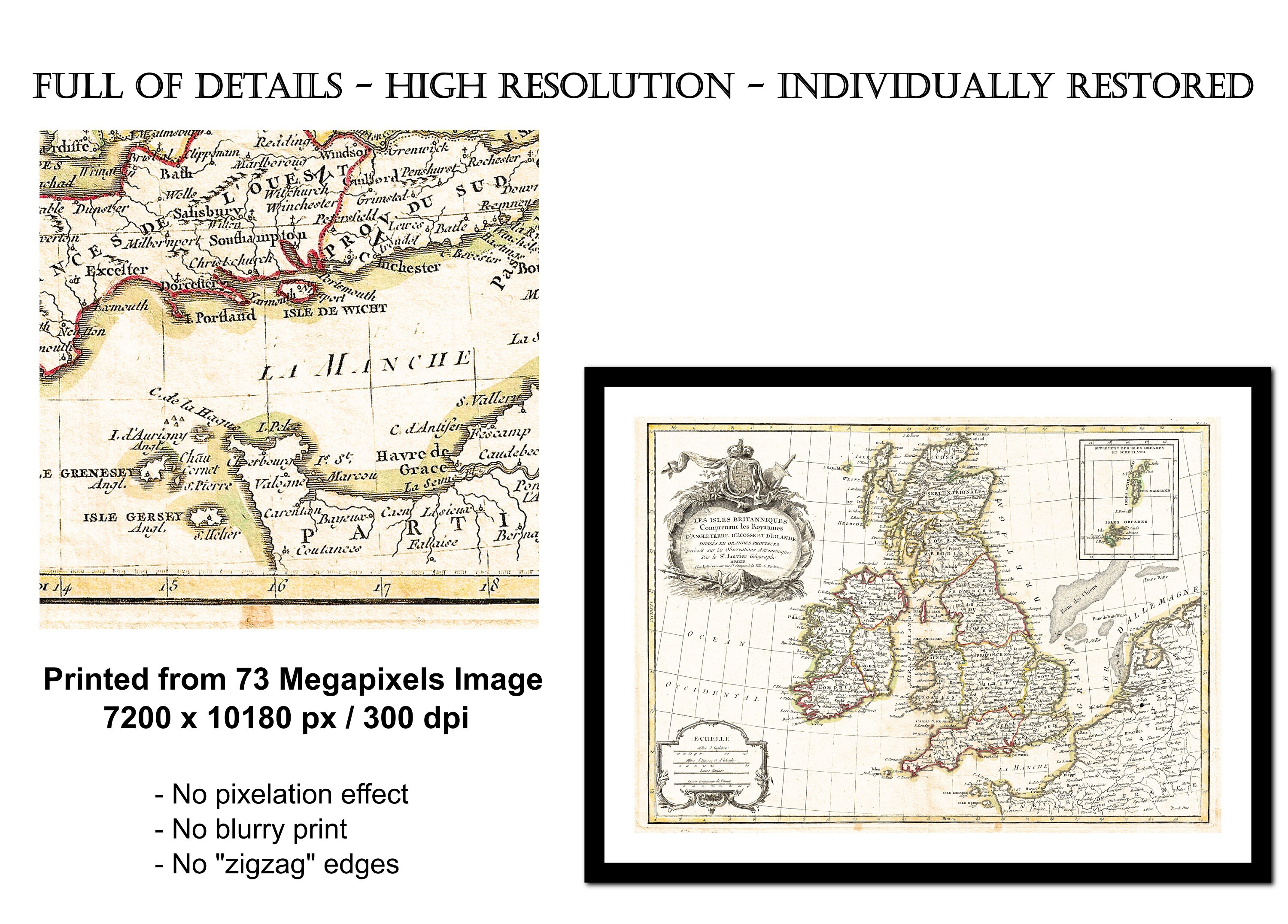 Old Map of British Isles UK Europe 1771 Art Print Vintage Poster ...