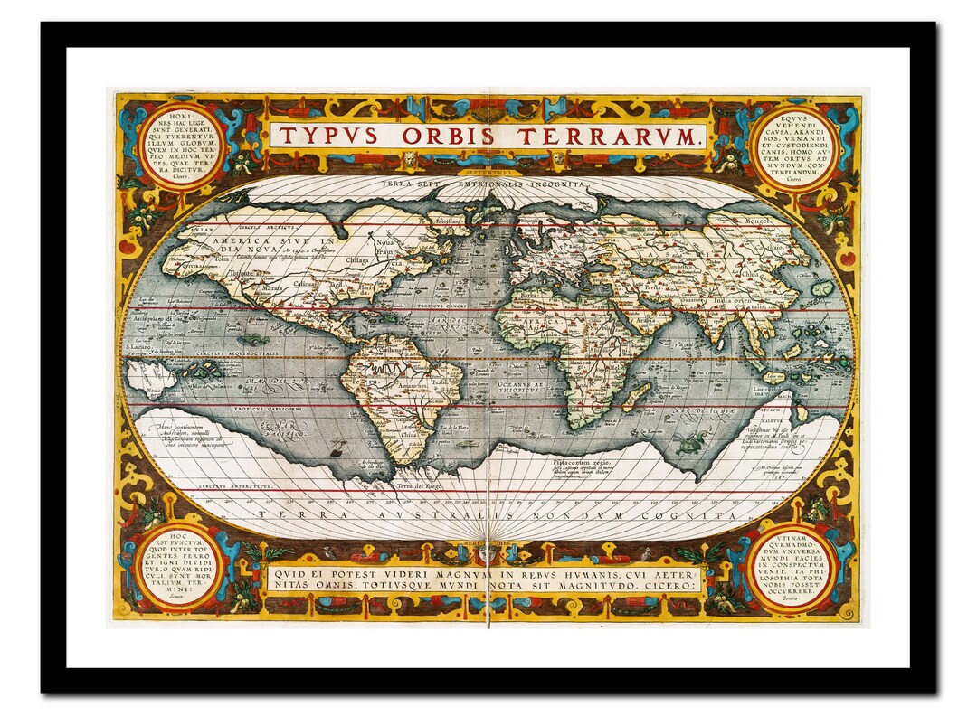 Old Map of World 1587 - Art Print - Vintage Poster - Antique Old ...