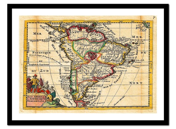 Old Map of South America 1747 Art Print Vintage Poster - Etsy
