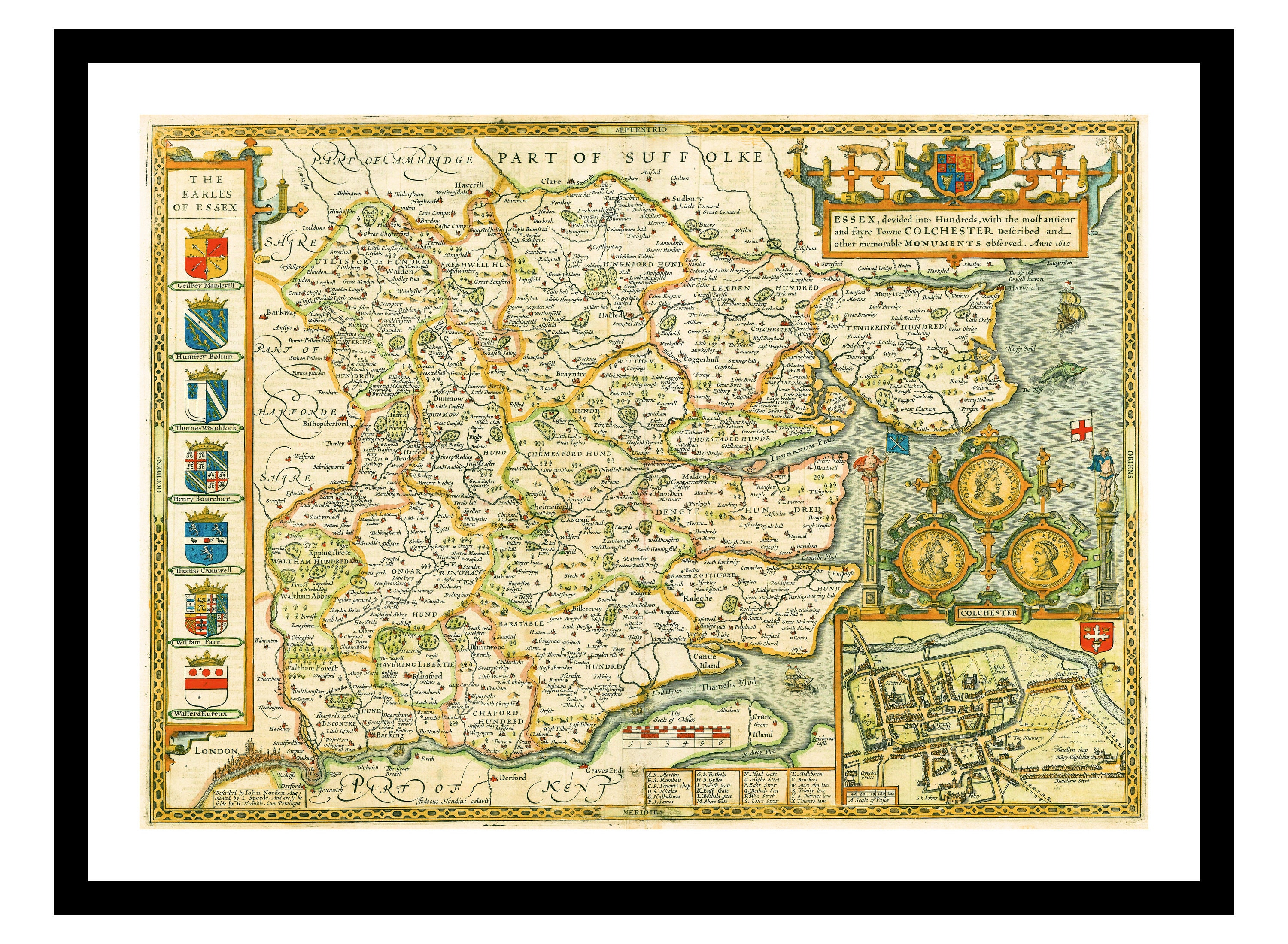 Old Map of Essex England UK 1627 - Art Print - Vintage Poster - Antique ...