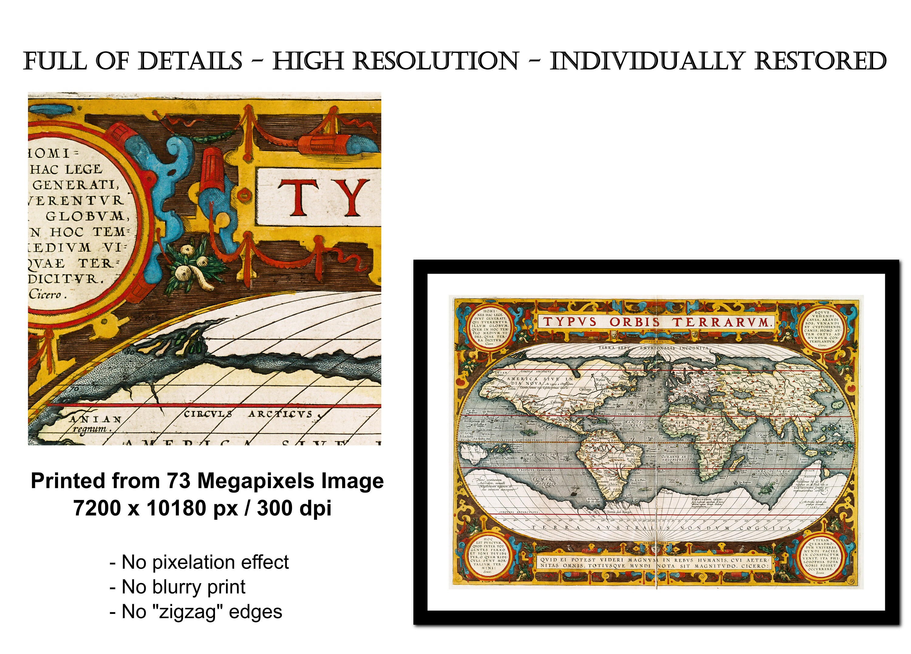 Old Map of World 1587 Art Print Vintage Poster Antique - Etsy