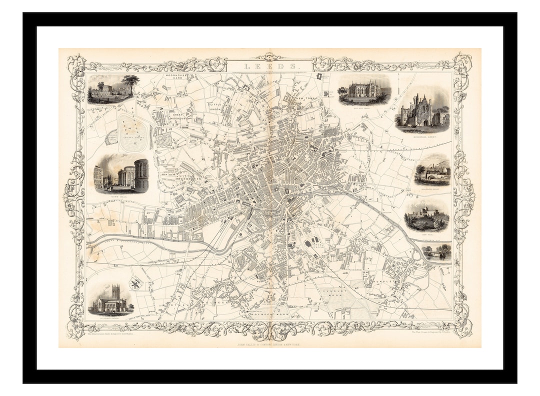 Old Map of Leeds England UK 1815 - Art Print - Vintage Poster - Antique ...