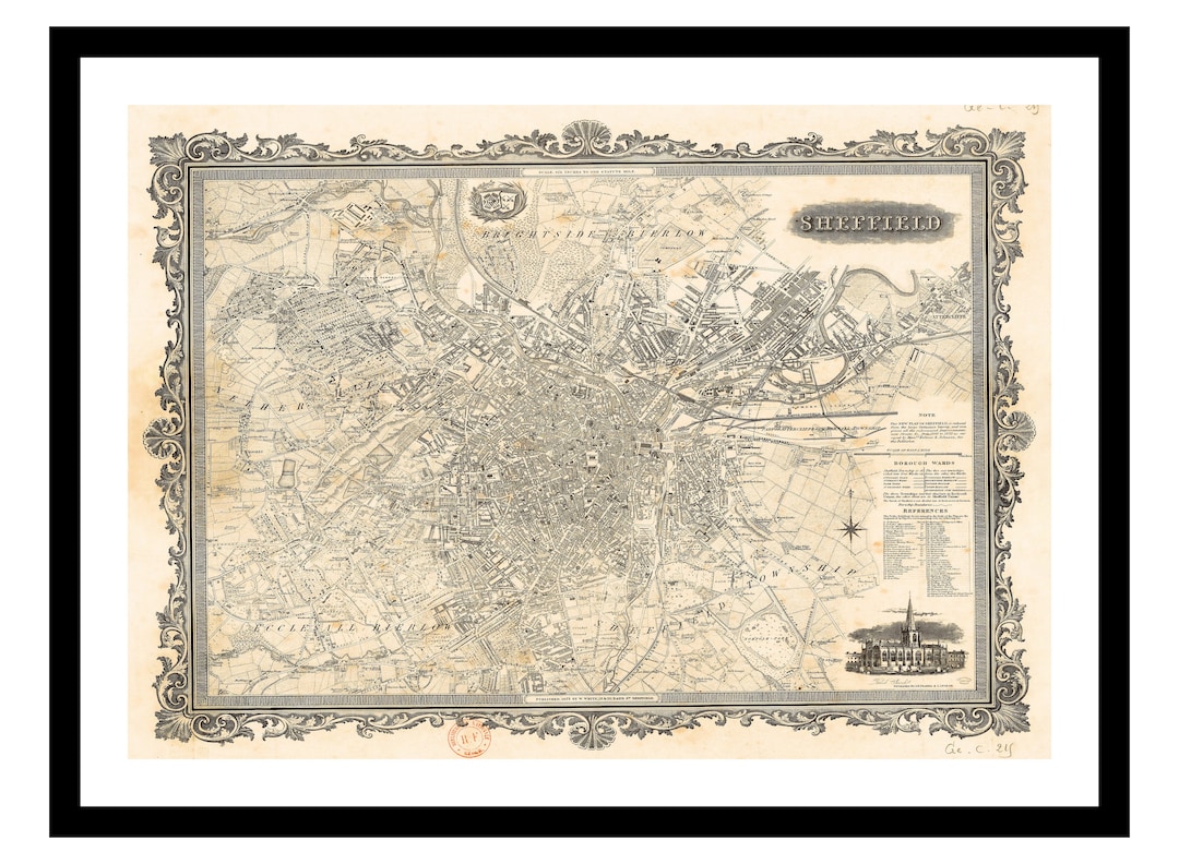 Old Map of Sheffield England UK 1873 - Art Print - Vintage Poster ...