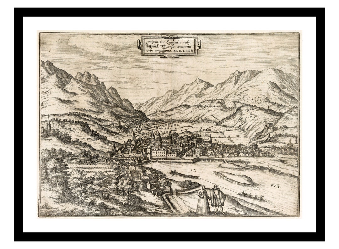 Old Map of Innsbruck Austria Europe 1575 - Art Print - Vintage Poster ...