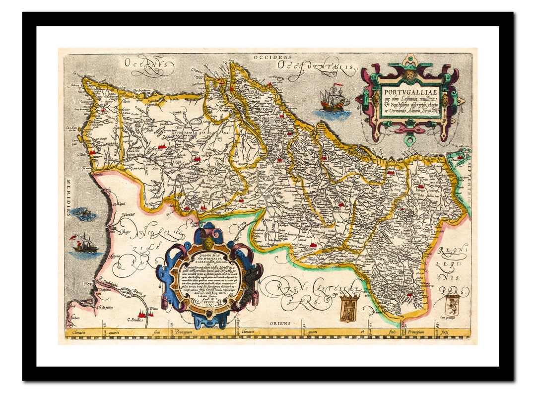 Old Map of Portugal Europe 1579 - Art Print - Vintage Poster - Antique ...