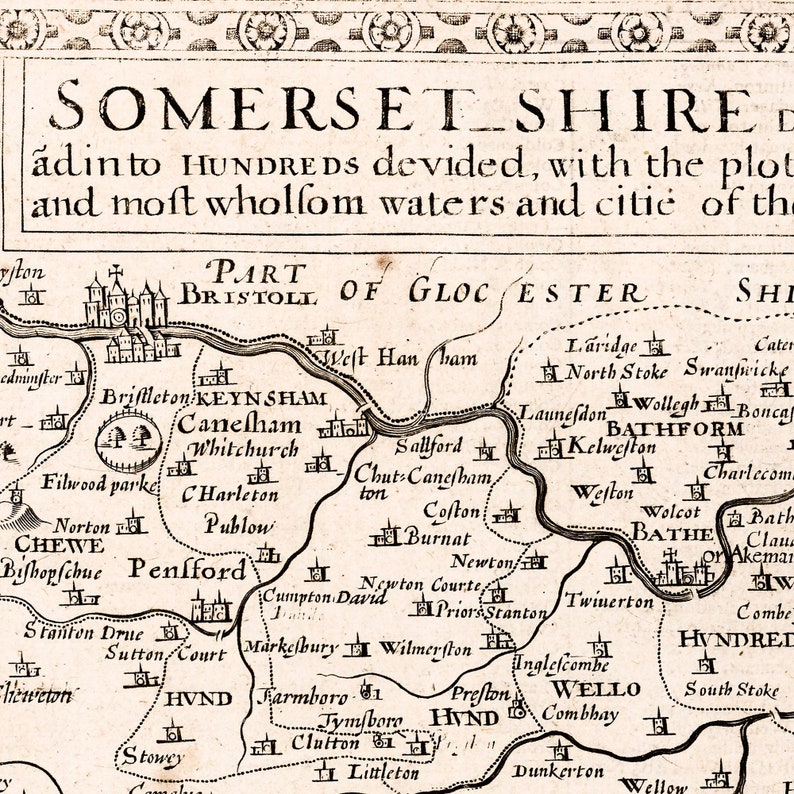 Old Map of Somerset England UK Europe 1610 Art Print - Etsy