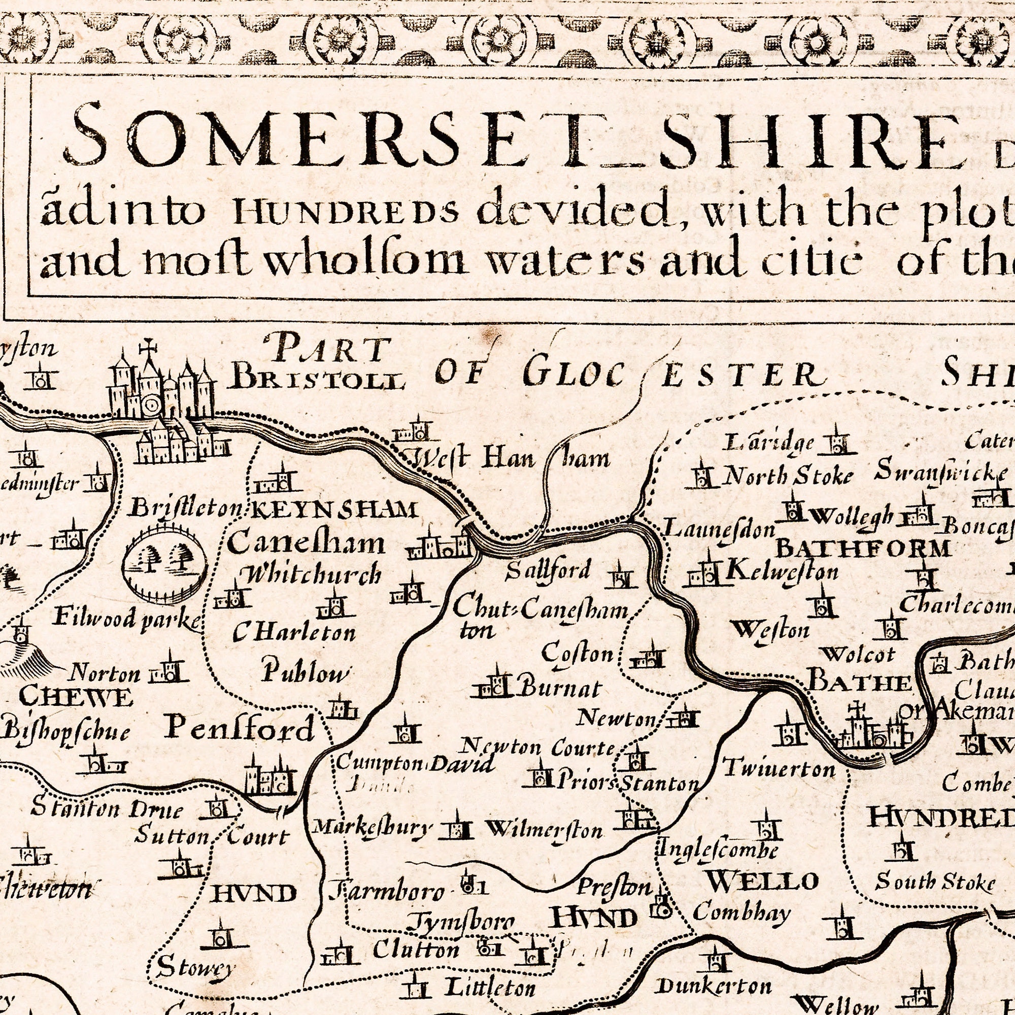 Old Map of Somerset England UK Europe 1610 Art Print Vintage Poster ...