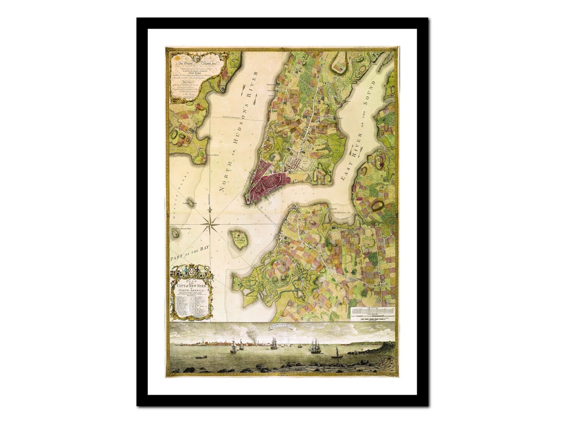 Old Map of New York USA North America 1770 - Art Print - Vintage Poster ...