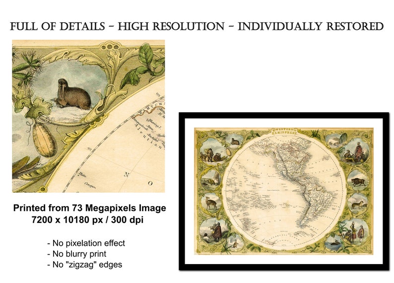 Old Map of World 1850 Art Print Vintage Poster Antique - Etsy