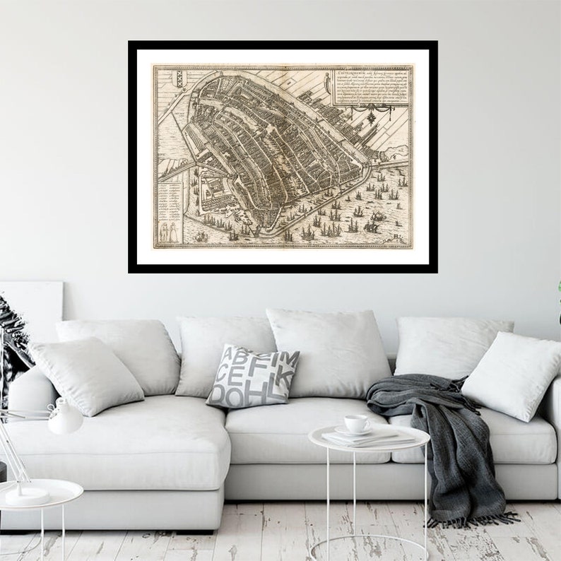Old Map of Amsterdam Netherlands Europe 1575 - Art Print - Vintage ...