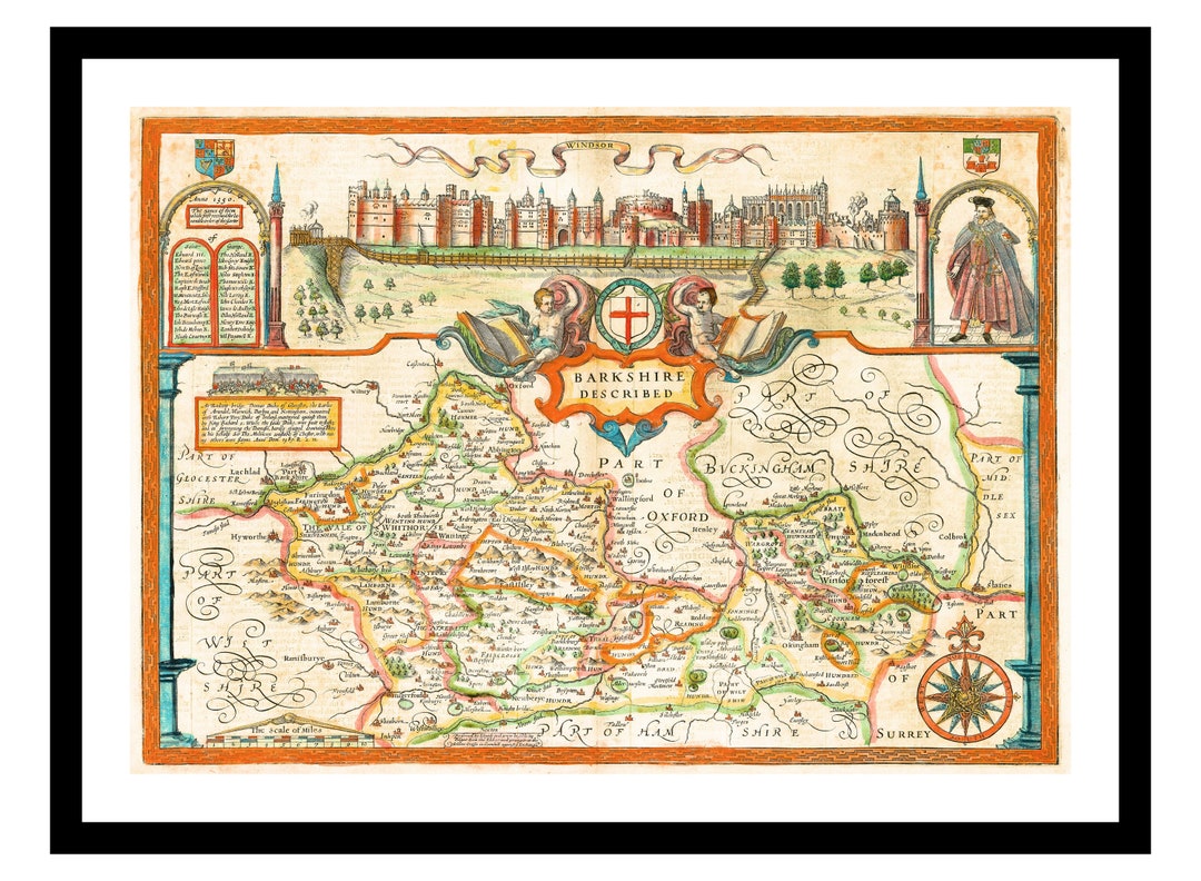 Old Map of Berkshire England UK 1665 - Art Print - Vintage Poster ...