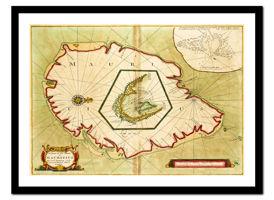 Old Map of Mauritius Africa 1702 - Art Print - Vintage Poster - Antique ...