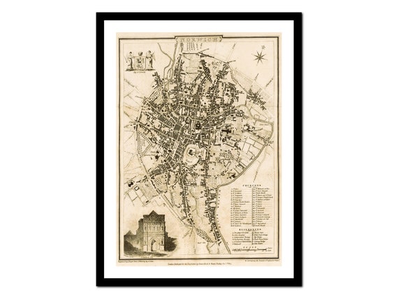 Old Map of Norwich England UK Europe 1832 Art Print - Etsy
